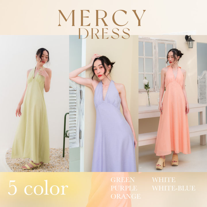 THEBLANCPALE : MERCY DRESS เดรสตัวยาว ดีเทลผูกโบว์ที่ด้านหลัง สวยน่ารัก ...