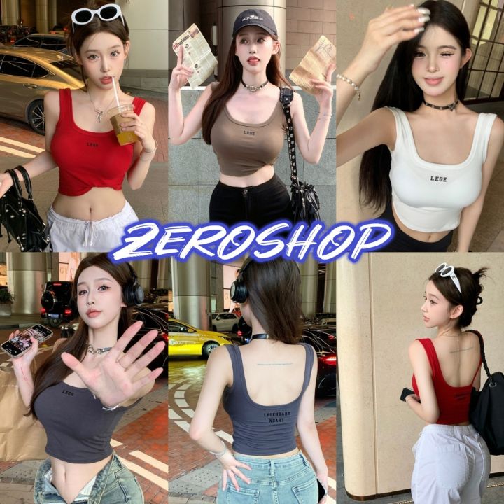 Zero shop🐰พร้อมส่ง🐰 (Zero-FY6018) เสื้อกล้ามมีฟองน้ำ ดีเทลเว้าหลัง ตัวอักษรหน้าหลัง | Lazada.co.th