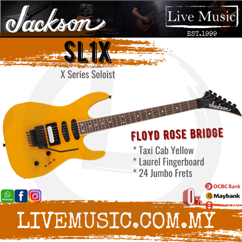 Jackson X Series Soloist SL1X Electric Guitar, Laurel FB, Taxi Cab ...