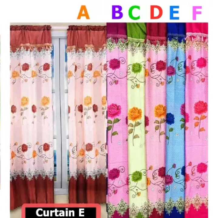 curtains living room Curtain Window Flower Langsir Tingkap Bunga 120 ...