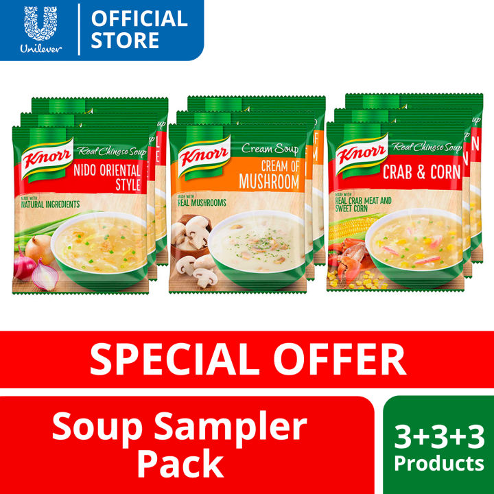 [BUNDLE] Knorr Soups Sampler Pack: Oriental Soup Mix 60g x3, Knorr Crab And Corn Soup Mix 60g x3 ...