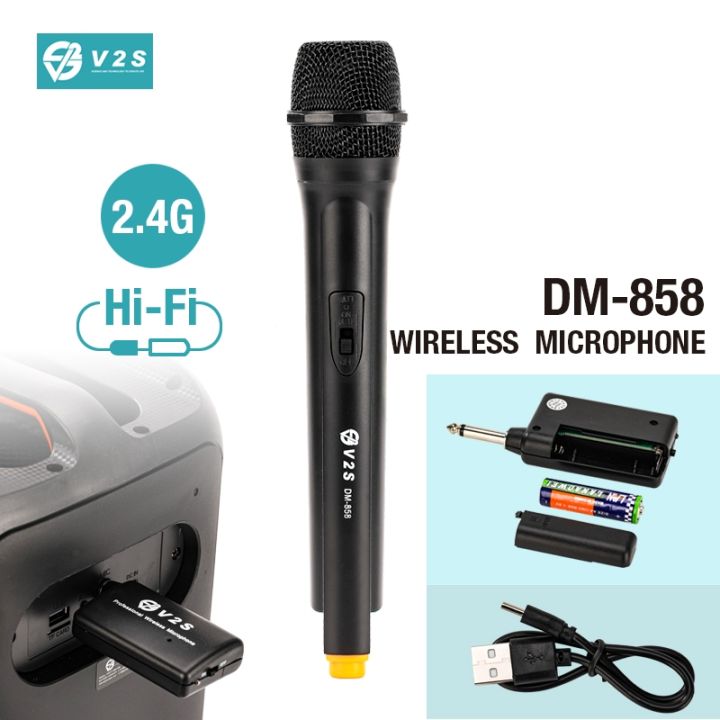 V2S DM-858 Single Professional Heavy Duty Handheld Wireless Microphone Karaoke Transmitted ...