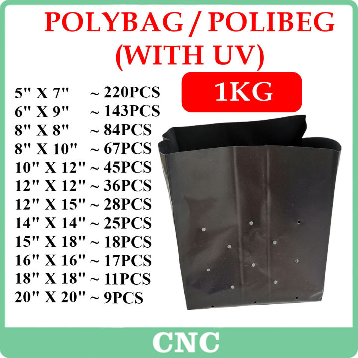 1KG Polybag Tebal UV Hitam Polibag Tebal Poly Bag Fertigasi Nursery ...