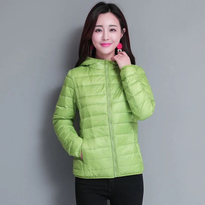 Winter Women Ultralight Thin Down Jacket White Duck Down Hooded Jackets ...