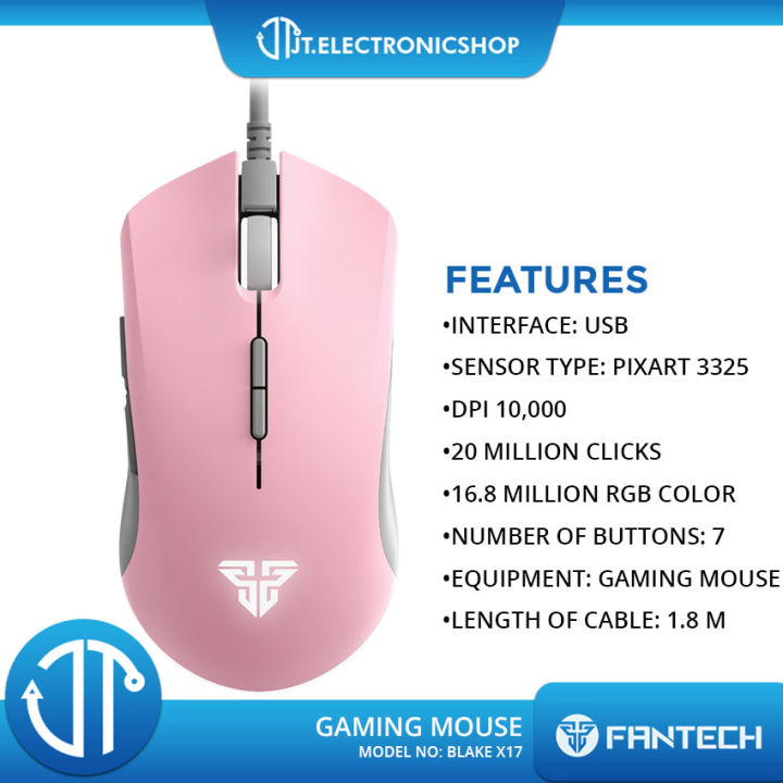 JT.Electronicshop | Fantech Mouse X17 Blake Wired Programmable RGB ...