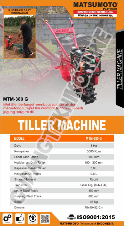 Mesin Traktor Mini Cultivator MTM-380G MATSUMOTO Single Track / Mesin ...