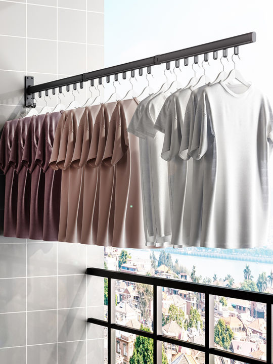 Invisible Shrinking Wall-mounted Drying Rack Balcony Free Punching ...