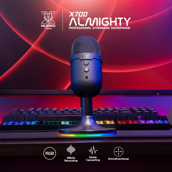 NUBWO X700 ALMIGHTY Microphone ไมโครโฟนตั้งโต๊ะขนาดเล็ก เหมาะสำหรับแคสเกมส์ สำหรับสตรีมมิ่ง ไมค์ ...