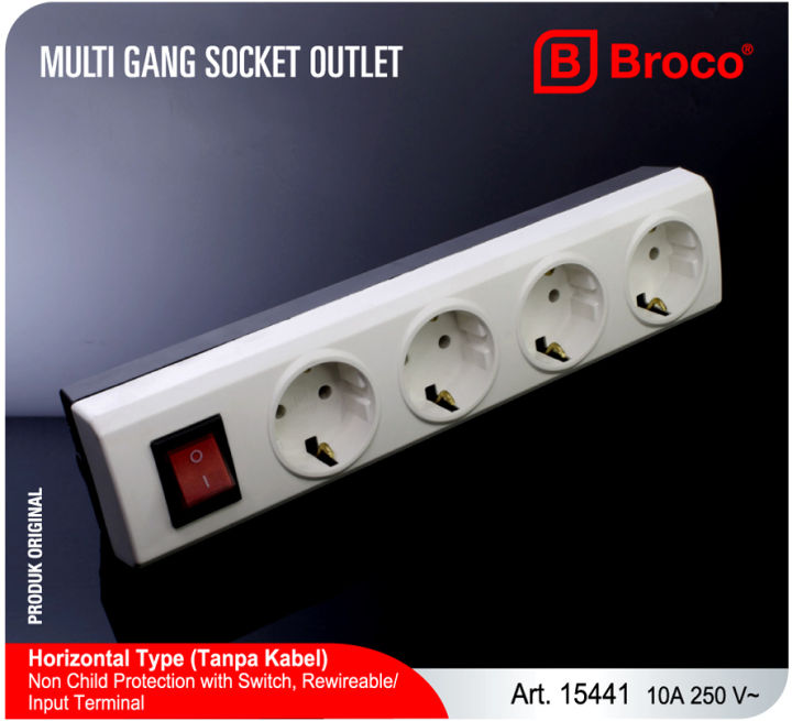 BROCO STOPKONTAK 4 LUBANG NCP + SWITCH INDIKATOR | Lazada Indonesia