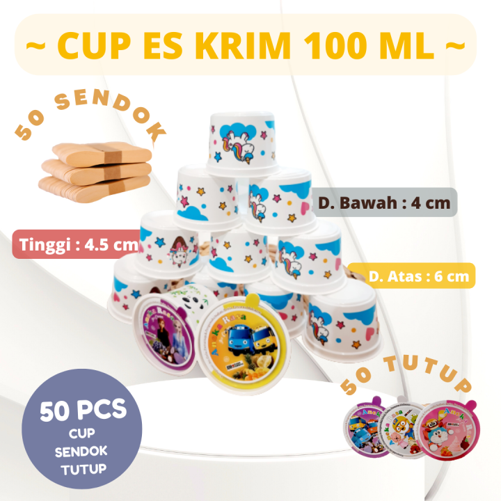 kap es krim kecil / CUP ES KRIM PLASTIK ISI 50 / CUP ICE CREAM KARAKTER ...
