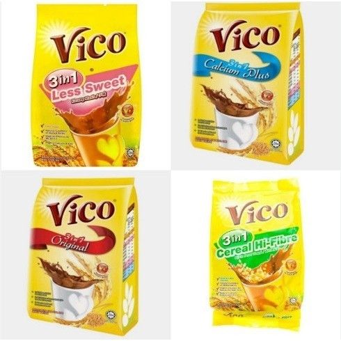 Vico 3 in 1 Chocolate Malt Drink Original/Calcium Plus/Cereal Hi-Fibre ...
