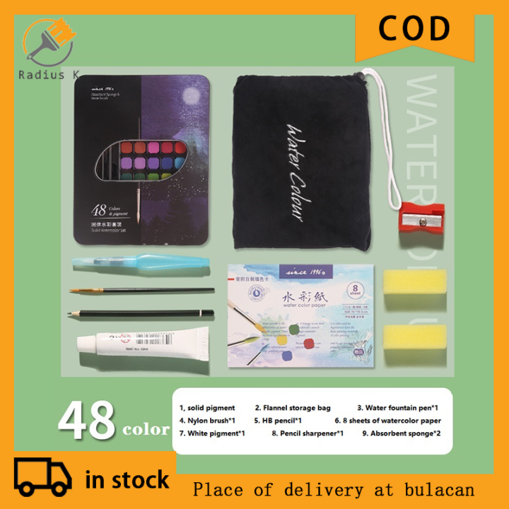Radius K Giorgione 36/48 Colors Solid Water Color Paint Set With Metal ...