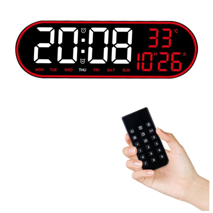 Digital Wall Clock Large Display, 15Inch Clock with Time Date Temp Week, Timer, 1Auto-Dimming ...