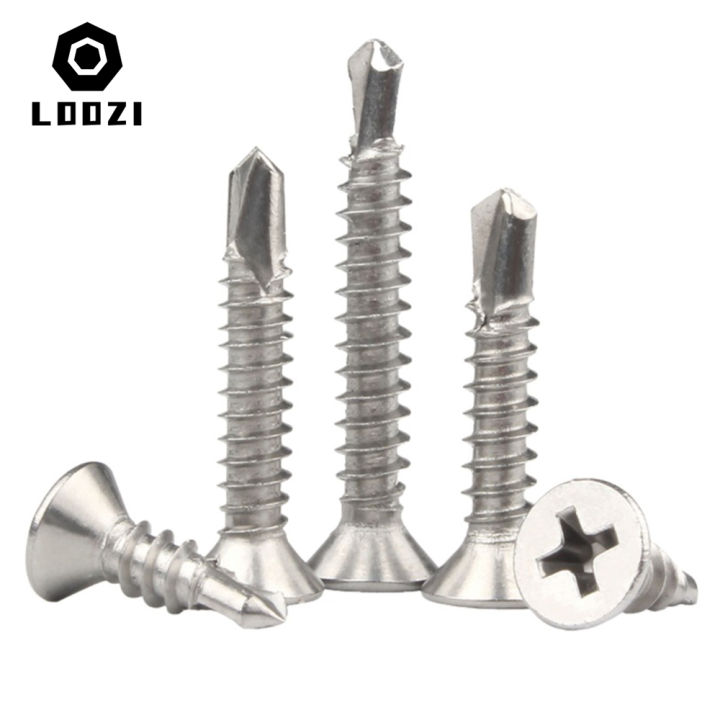 10/20pcs M3.5 M4.2 M4.8 M5.5 M6.3 410 Stainless Steel Self Tapping Screw Flat Head Phillips Self ...