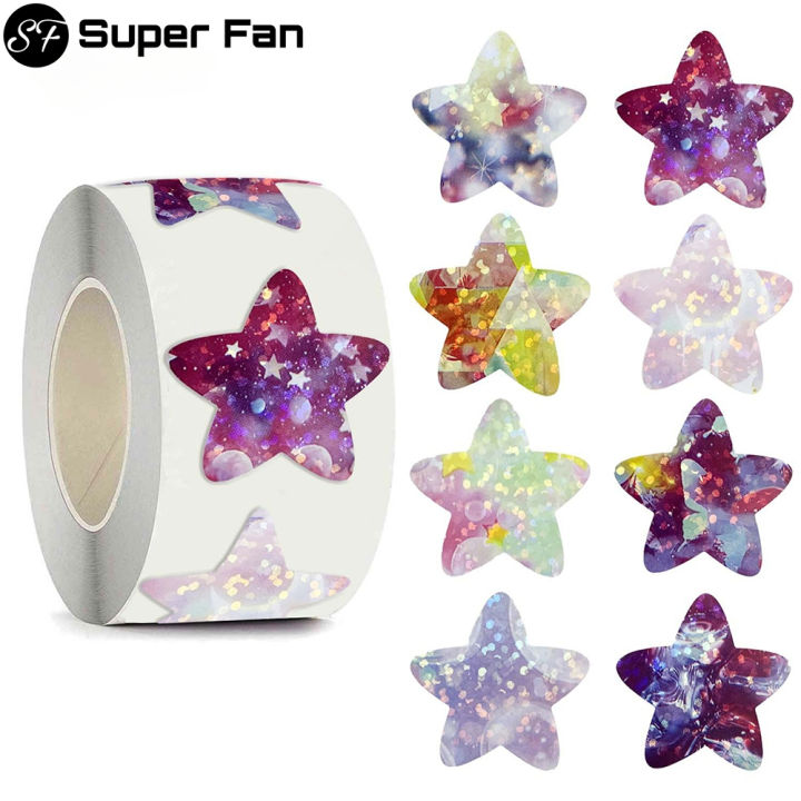 500pcs Holographic Color Star Stickers Reward Foil Star Stickers Labels ...