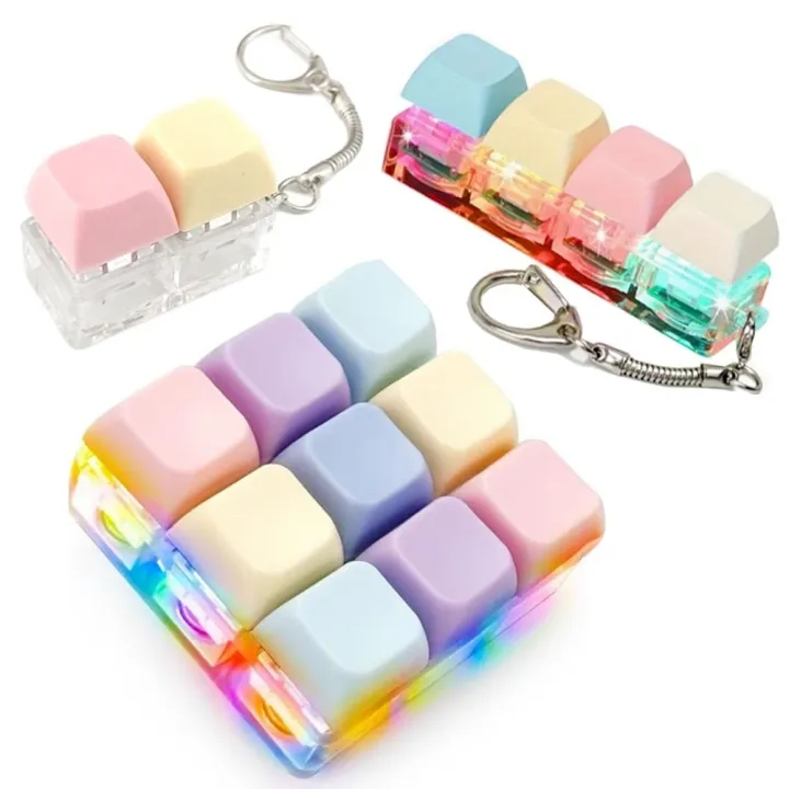 YESHE Keys Button Fidget Keychain Keycap DIY Keyboard Pinch Toy Pass ...