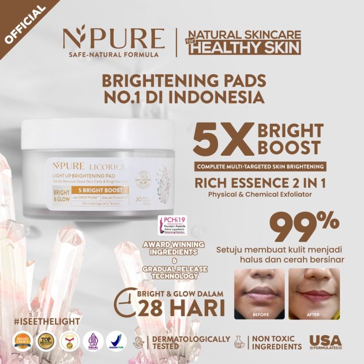NPURE Licorice Light Up Brightening Pad (100gr) Clear Pad Jaar isi 30 ...