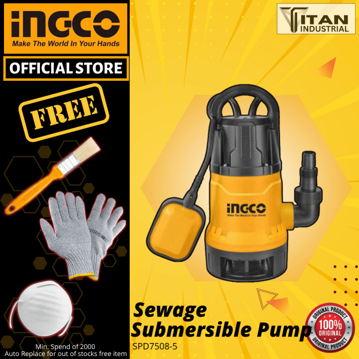 INGCO Sewage Submersible Pump 1HP SPD7501-5 / SPD7508-5 • Tm ss | Lazada PH