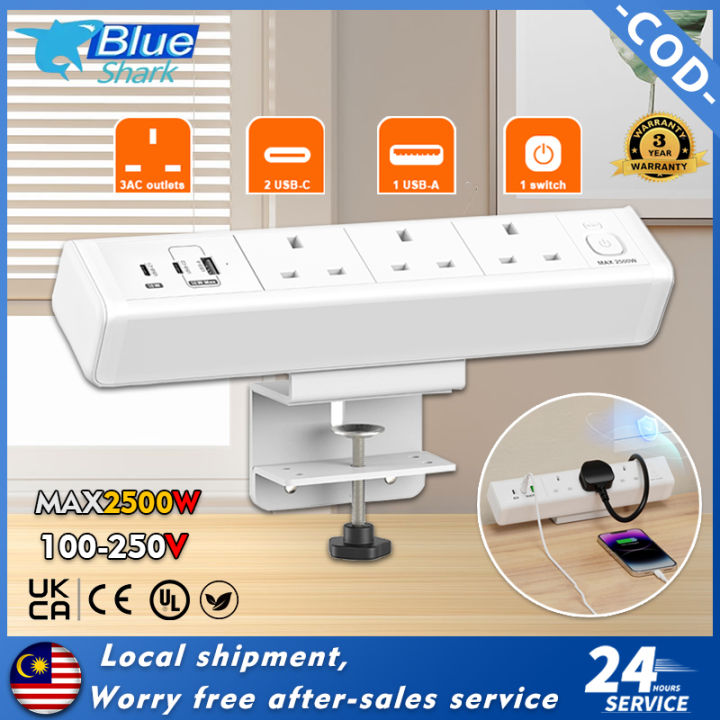 Desktop Power Strip Extension Power Socket Clamp UK Sockets USB Type-c ...