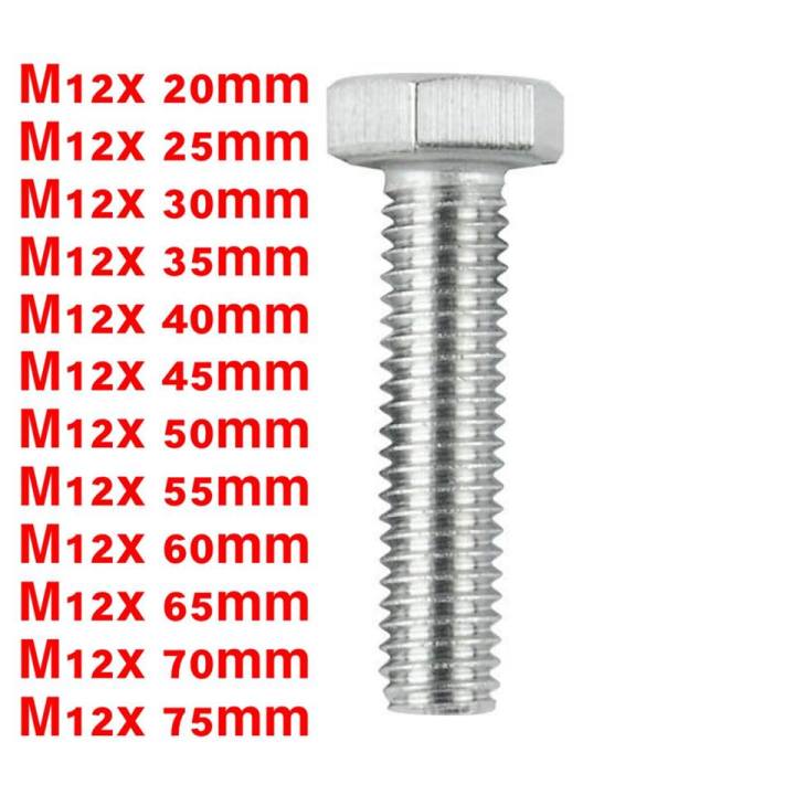 Hex Bolt ( M12 x 20MM - M12 x 75MM ) 1Packing = 20Pcs (Stainless Steel ...