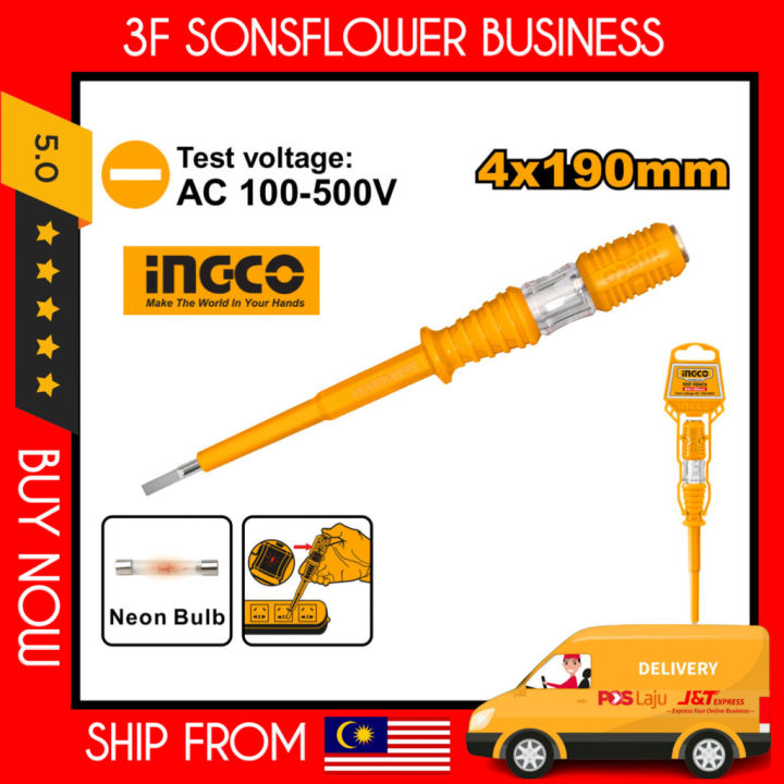 Ingco Test Pencil AC Voltage Tester Test Light HSDT1908/ Test Pen | Lazada