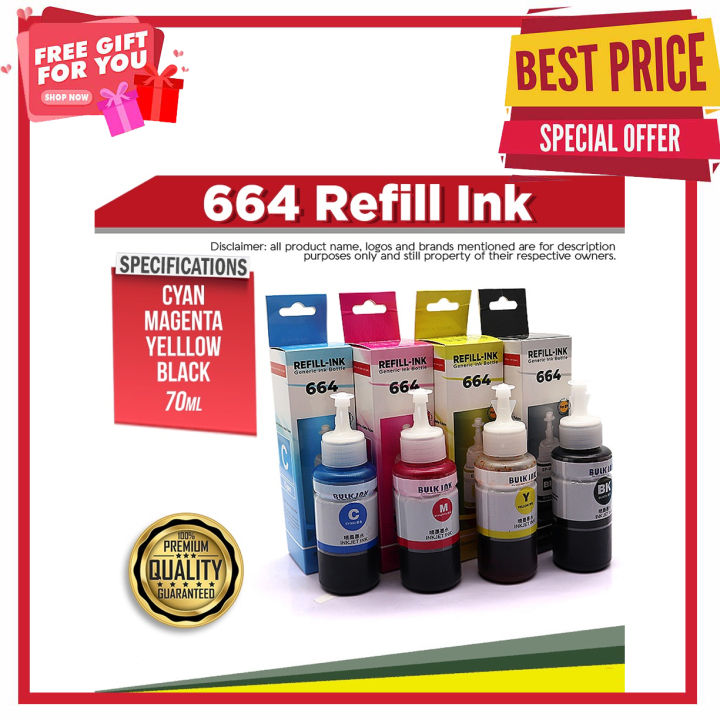 EP Refill 664 Ink For Printer L120 L360 L310 L130 L210 L220 L355 L358 ...
