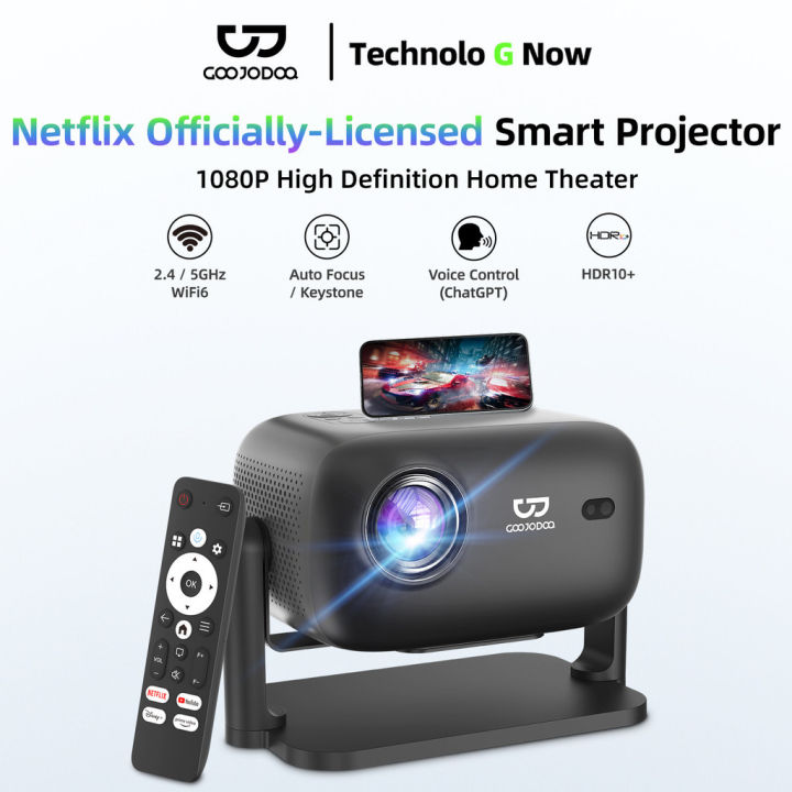 GOOJODOQ Smart Projector High-Definition LCD Projector Bluetooth AI ...