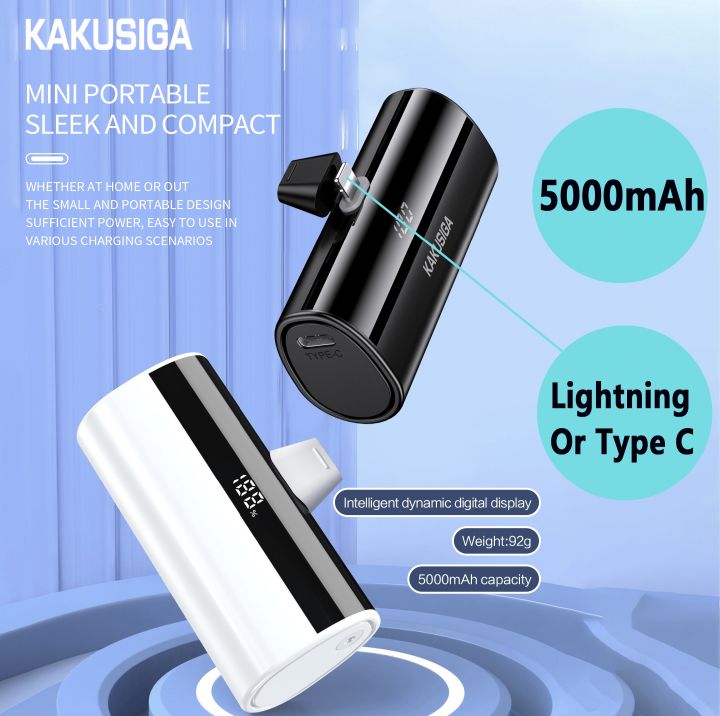 KAKUSIGA Mini PowerBank 5000mAh Fast Charging Portable Charger Small ...