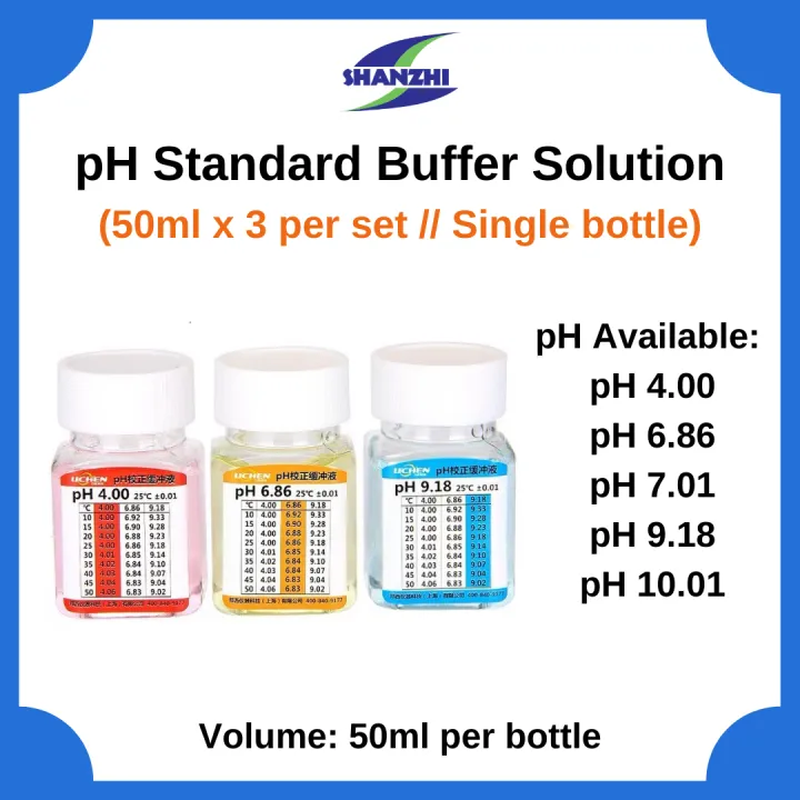 pH Calibration Standard Buffer Solution 50ml [pH4.00, pH6.86, pH 7.01, pH9.18, pH 10.01] | Lazada