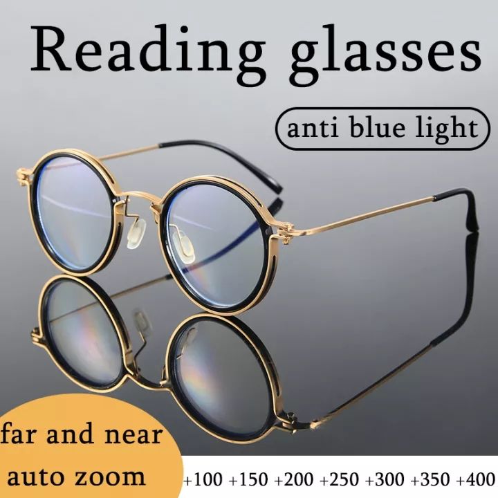 Business Metal Round Full Frame Reading Glasses For Men And Women Anti ...