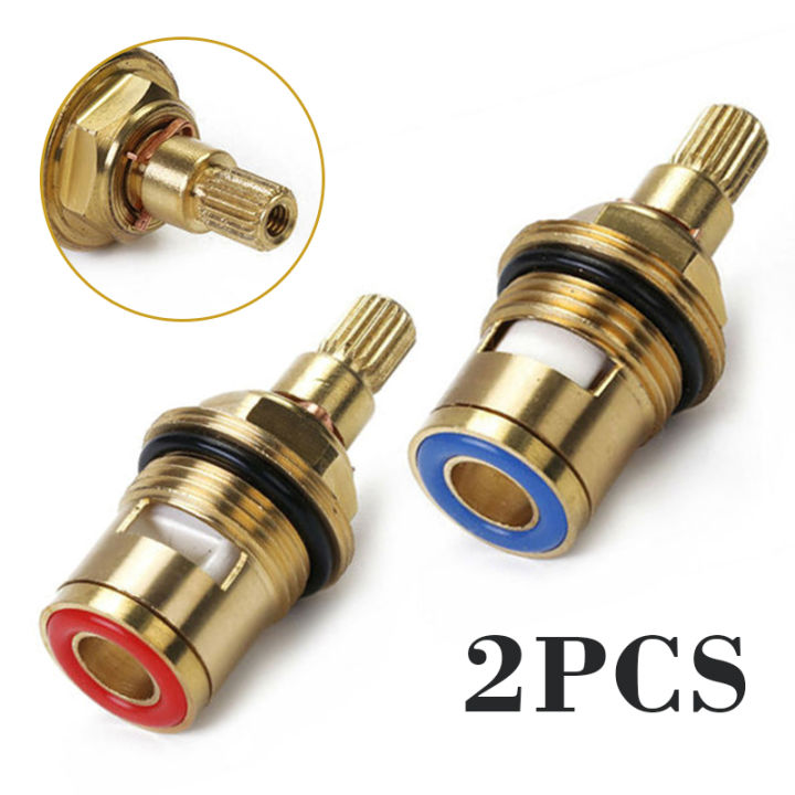 Brass Bathroom Sink Faucet Valve Stem - 2Pcs Hot and Cold Ceramic Disc ...