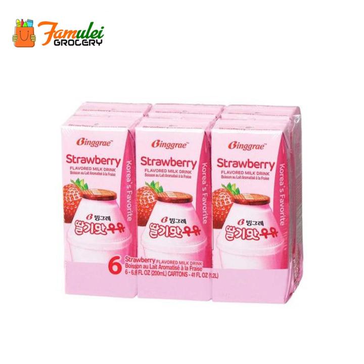 Binggrae Korean Strawberry Flavored Milk Drink 6X200ml | Lazada PH