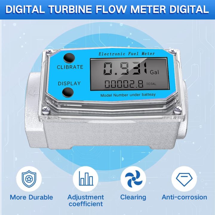 【Free Returns】 Digital Turbine Water Flow Meter Digital Lcd Display With Npt Counter And Fnpt ...
