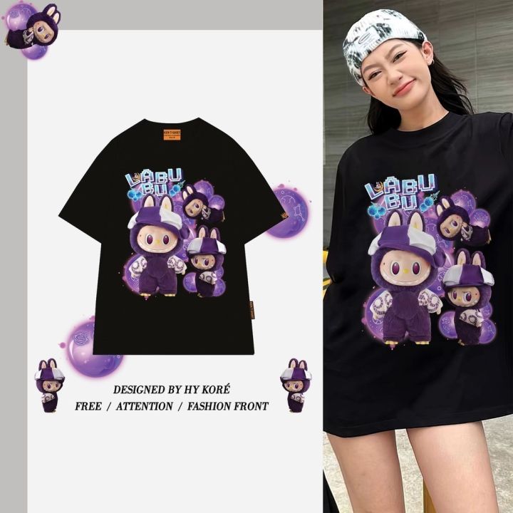 Labubu KOREA Labubu Purple Planet cotton T-Shirt Cute Style short ...
