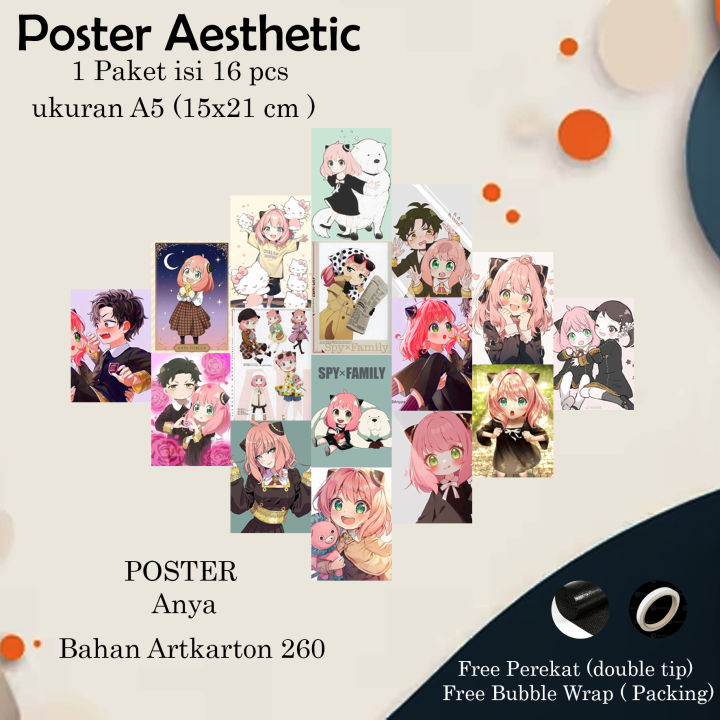 Poster Anya - ukuran A5 / A6 isi 16 pcs - poster AESTHETIC - FREE ...