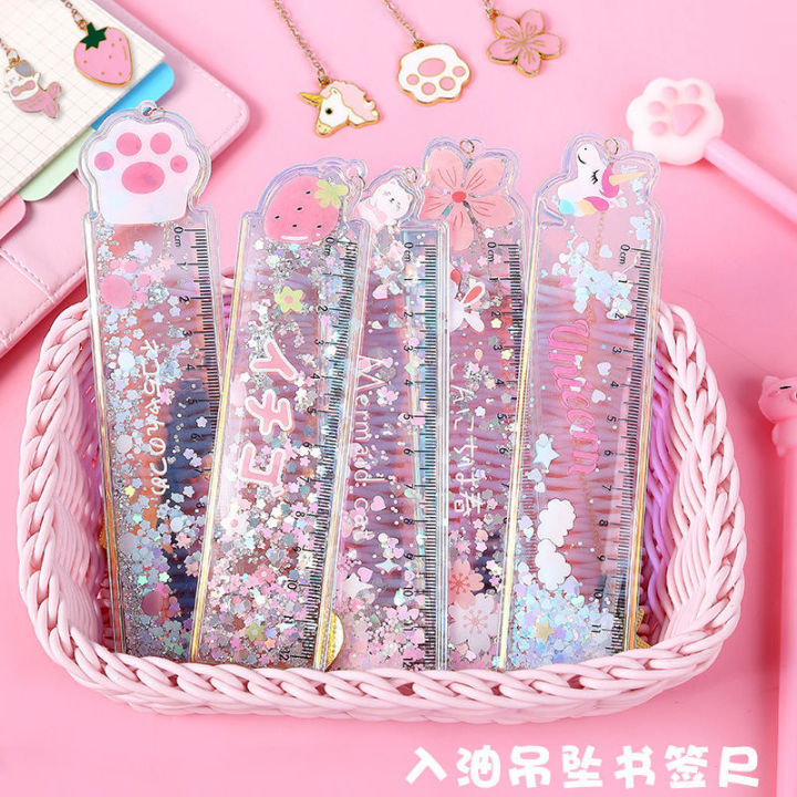 Quicksand ruler creative oil-filled ruler cute drawing ruler student ...