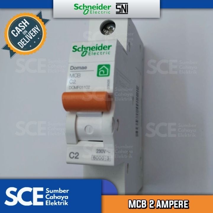 ( 1 Pcs ) MCB SCHNEIDER DOMAE 2 Ampere - C2 450 Watt | Lazada Indonesia