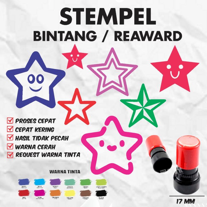 Stempel Nilai Guru TK SD MI PAUD / Stempel Bintang / Stempel Reward ...
