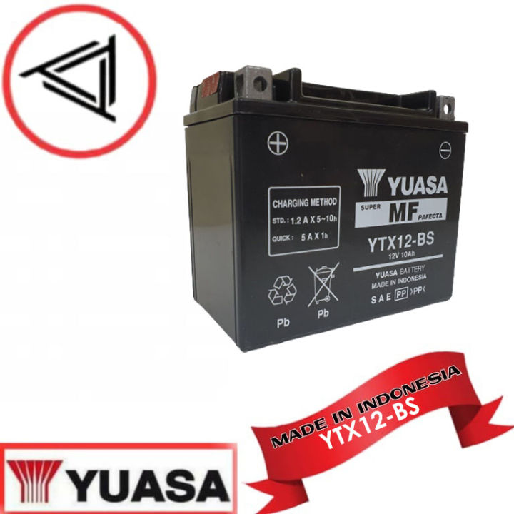 YUASA MOTORCYCLE BATTERY MADE IN INDONESIA - YTX12-BS for Kawasaki ...