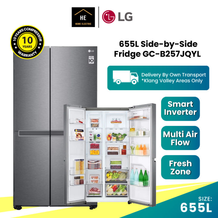 LG 655L Side by Side Inverter Fridge Refrigerator GC-B257JQYL Peti Ais ...
