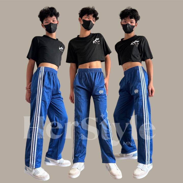 (Waist 24 to 32) Loose Fit Garter Waist Jogging Pants with Side Stripes ...
