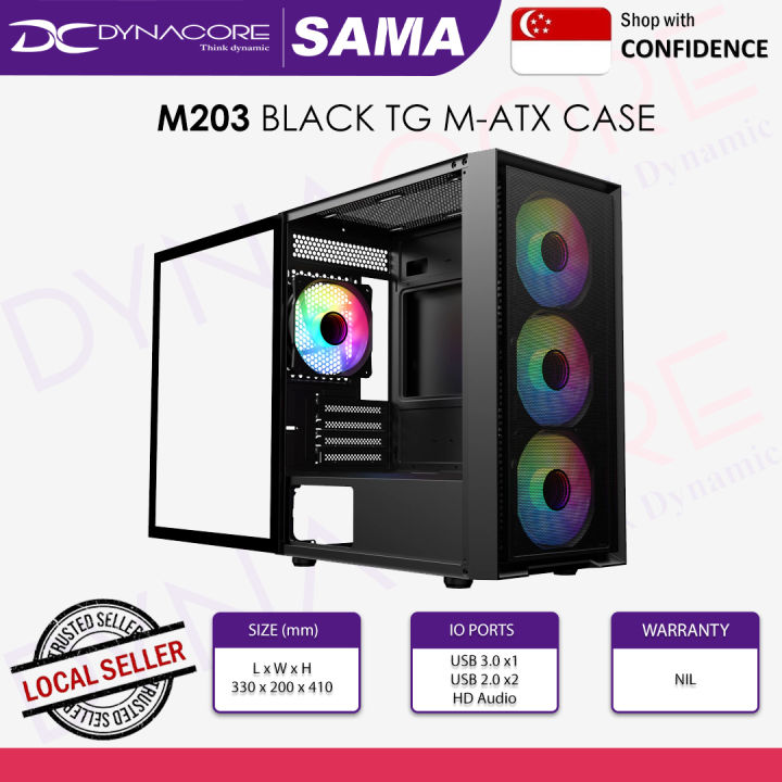SAMA M203 M-ATX/ITX Computer Case - Tempered Glass Window with 4 F-RGB ...