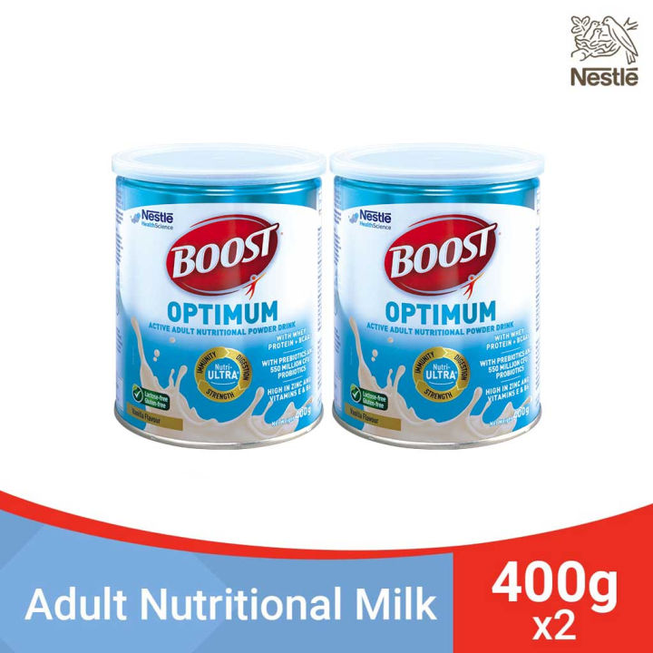 NESTLE BOOST Optimum Vanilla Adult Milk Powder 400g - Pack of 2 | Lazada PH