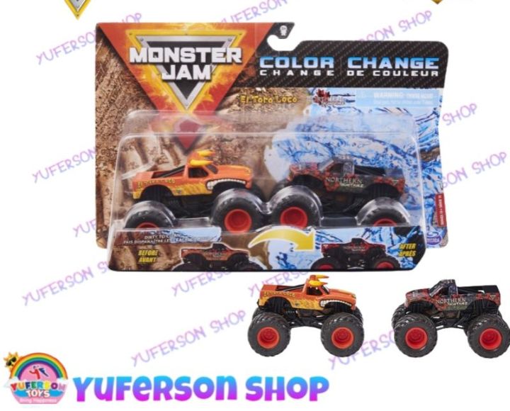 Monster Jam Color Change True Metal 2 Pack El Toro Loco VS Northeren ...