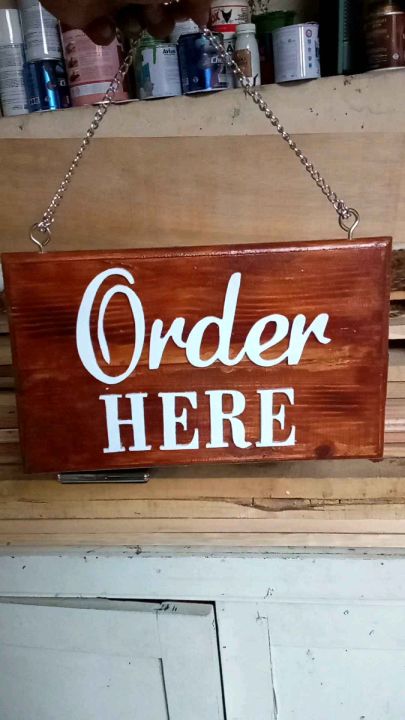 order here sign board kayu gantung custom | Lazada Indonesia