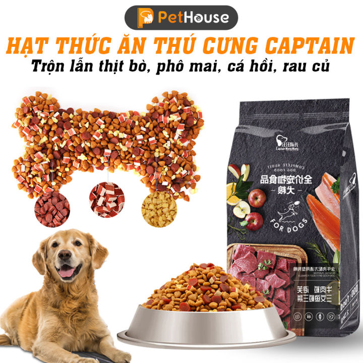 Hạt thức ăn cún cưng Captain (Túi 2.5Kg) trộn lẫn thịt bò, phô mai, cá ...
