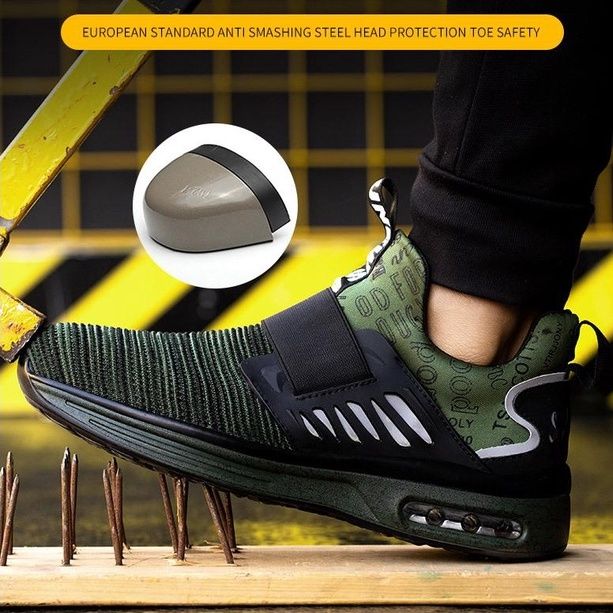 Sepatu Safety shoes slip on Ringan Lapisan besi di ujung sneakers ...