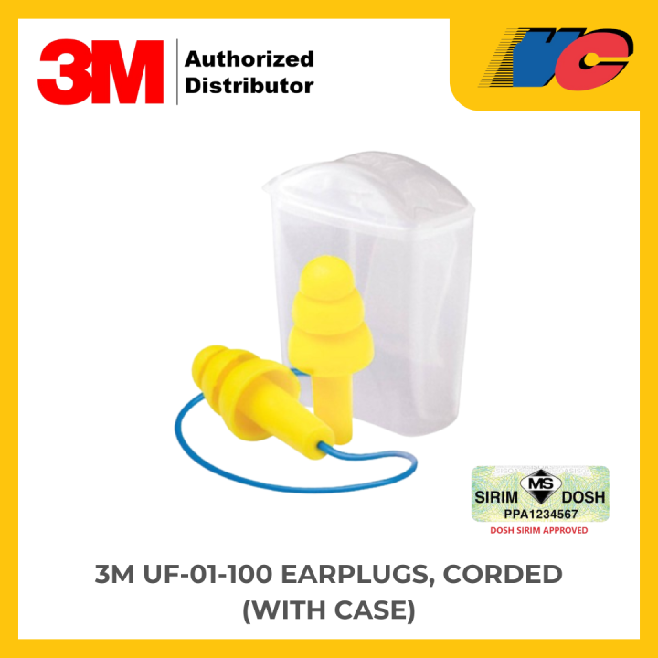 3M E-A-R Ultrafit Earplugs UF-01-100, 29 dB, Corded, with Carrying ...