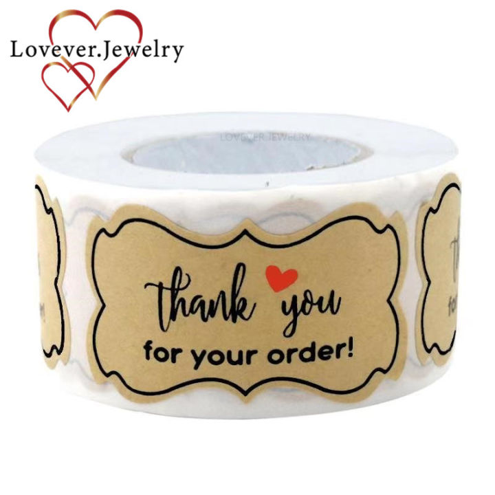 Lovever 250pcs Roll Kraft Sticker Thank You For Your Order Sticker