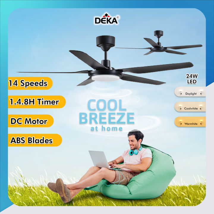 DEKA Ceiling Fan DX56 With LED Remote Control 5 ABS Blades 56" 42" DC ...